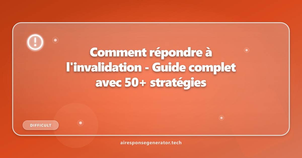 Comment répondre à l'invalidation - Guide complet avec 50+ stratégies